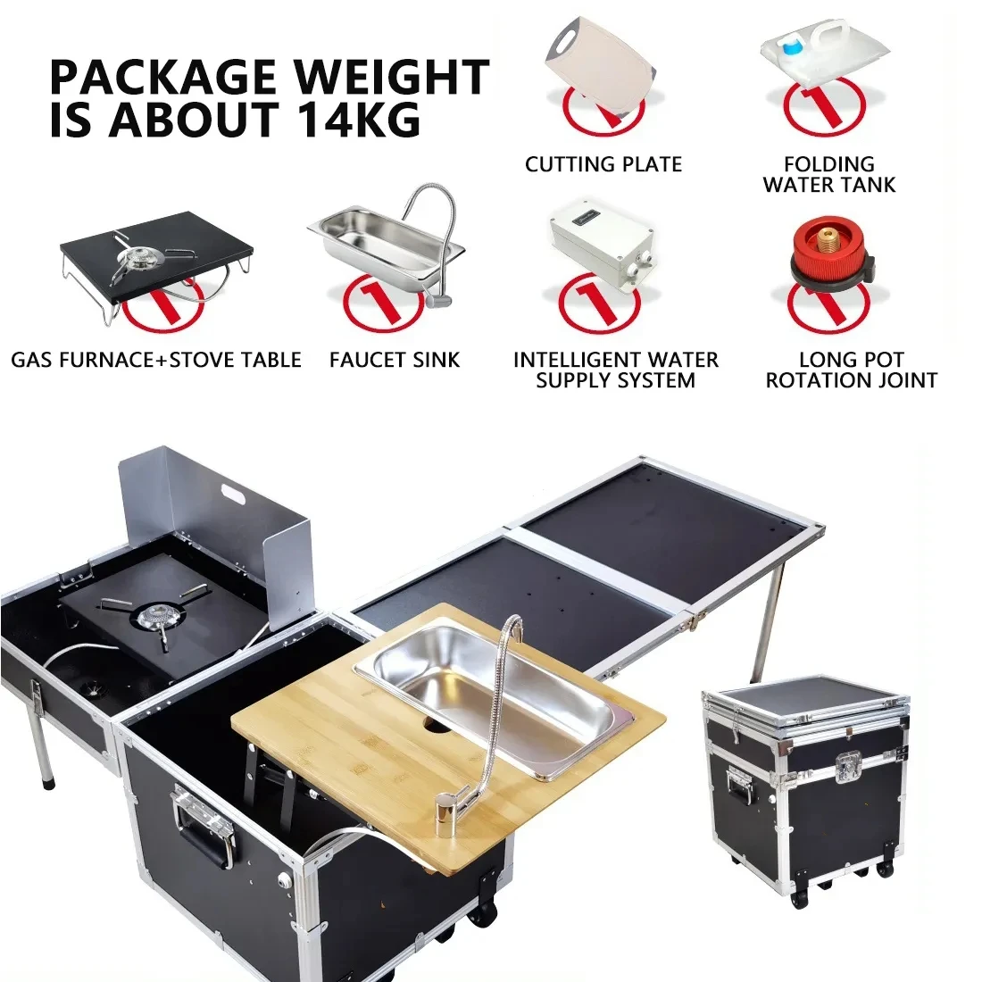 Outdoor Camping Portable Mobile Kitchenette Camping Cooking Folding ...