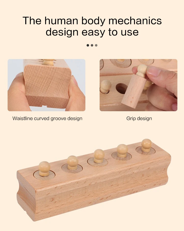 Teaching Aid Knobbed Pressure Cylinders Blocks Wood Preschool ...