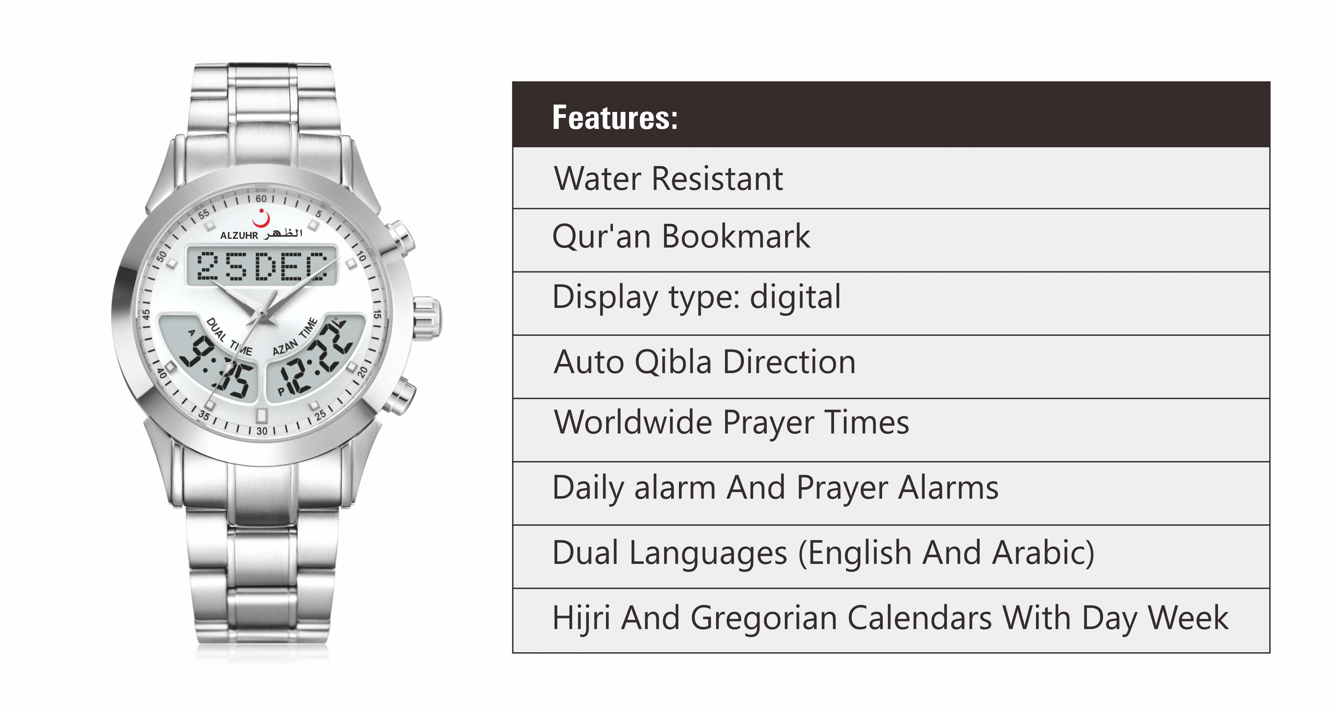 Holy Islamic Gift Luxury Relojes Para Mujer Muslim Prayer Time Watch ...