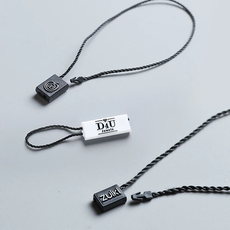 Custom Embossed Logo Garment Plastic Rope Seal Hang Tag