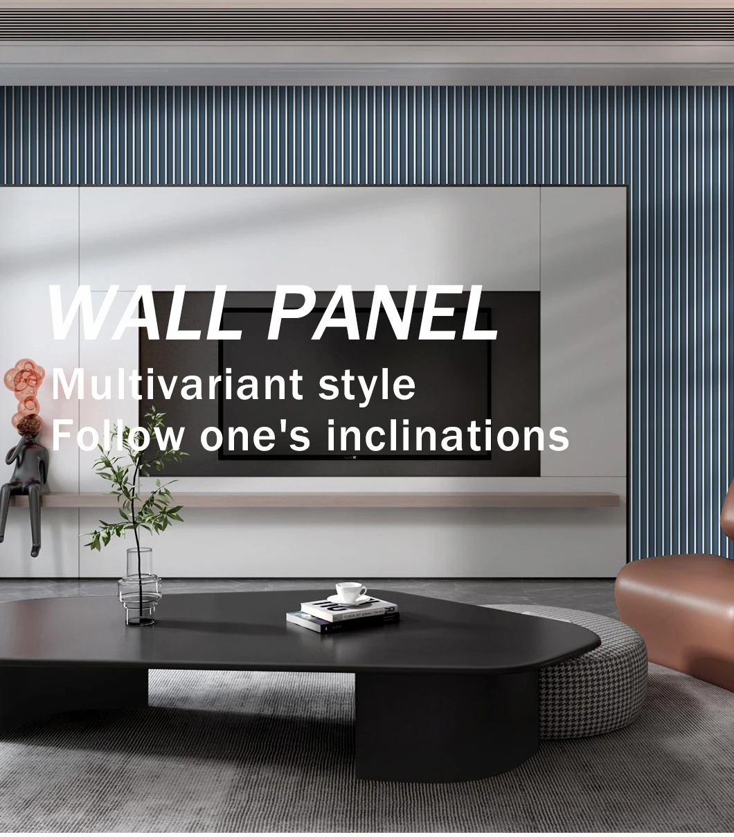 Modern Ps Fluted Wallboard Indoor Wall Panel for TV Background ...