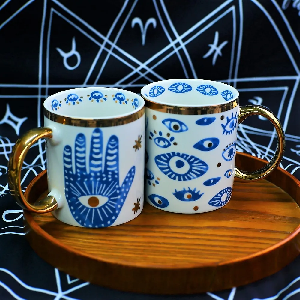 Evil Eye And Hamsa Hand Designed Porcelain Turkish Coffee Mug Cup - Buy ...