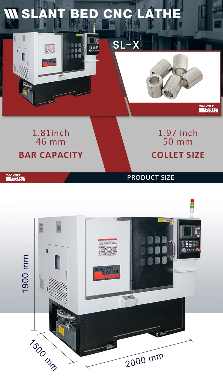 Slant Bed Cnc Lathe Bar Feeder Mini Cnc Lathe Machine Servo Turret Cnc ...