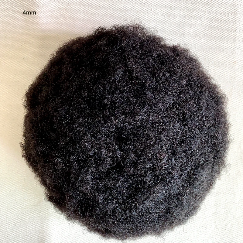 PU Afro Kinky Curly Silicone Toupee Men V-Loop Kontes