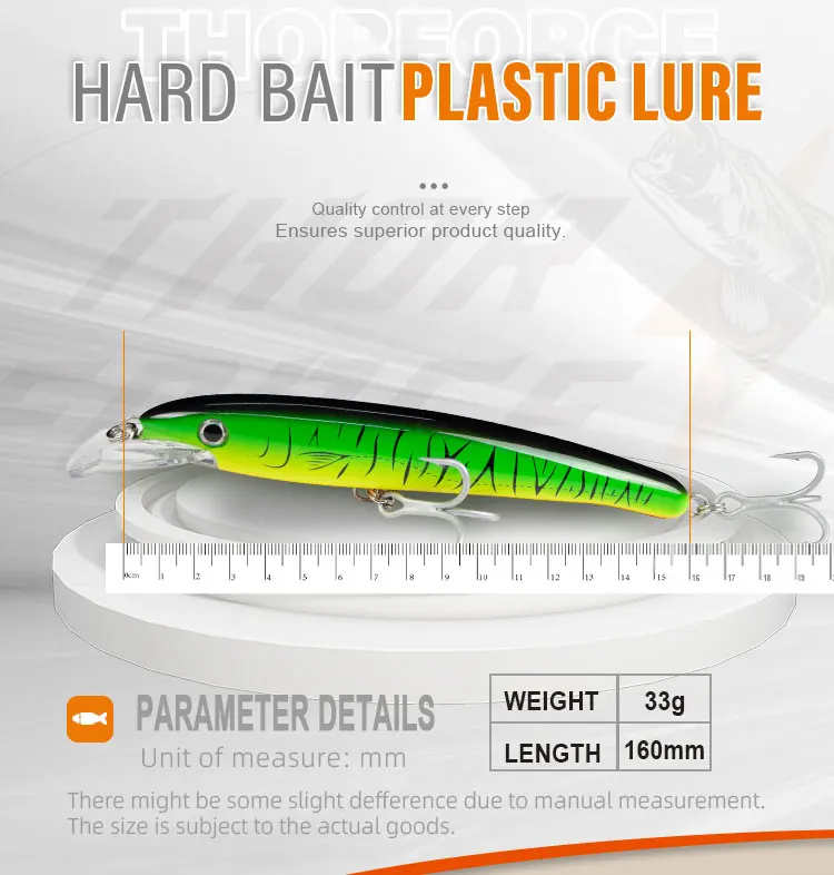THORFORCE 160mm Curved Lip Floating Minnow Lure Hard for Tuna Bait Top ...