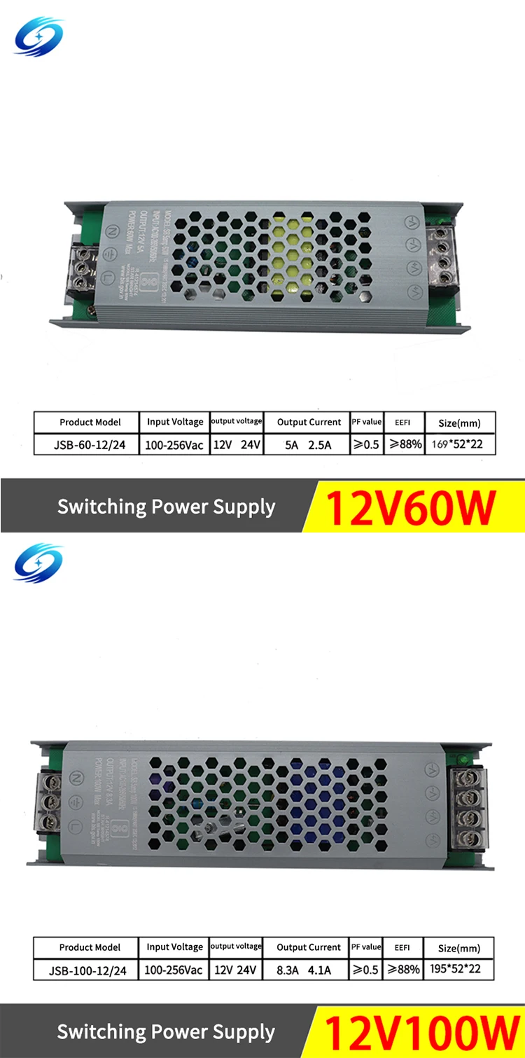 New 12v/24v 60w Black Diamond Switch Power Supply 60w-400w Ultra-thin ...