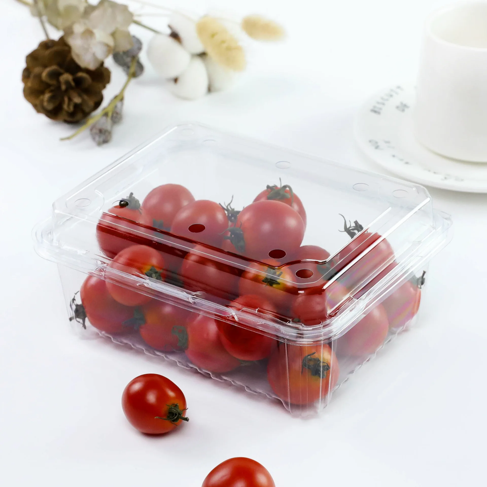 500M Supermarket Use Clear PET Hinged Clamshell Dry Fruits Vegetable ...