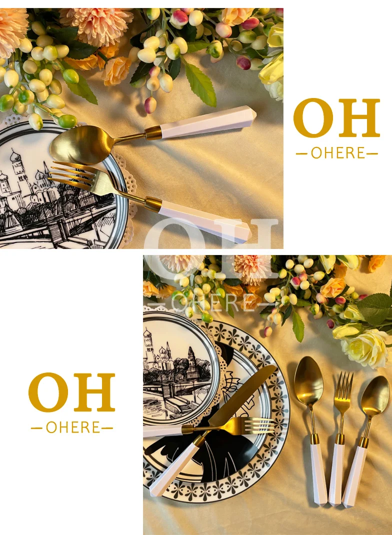 Luxury Flatware Sets Restaurant Cutlery Set with White Handle Wholesale ...