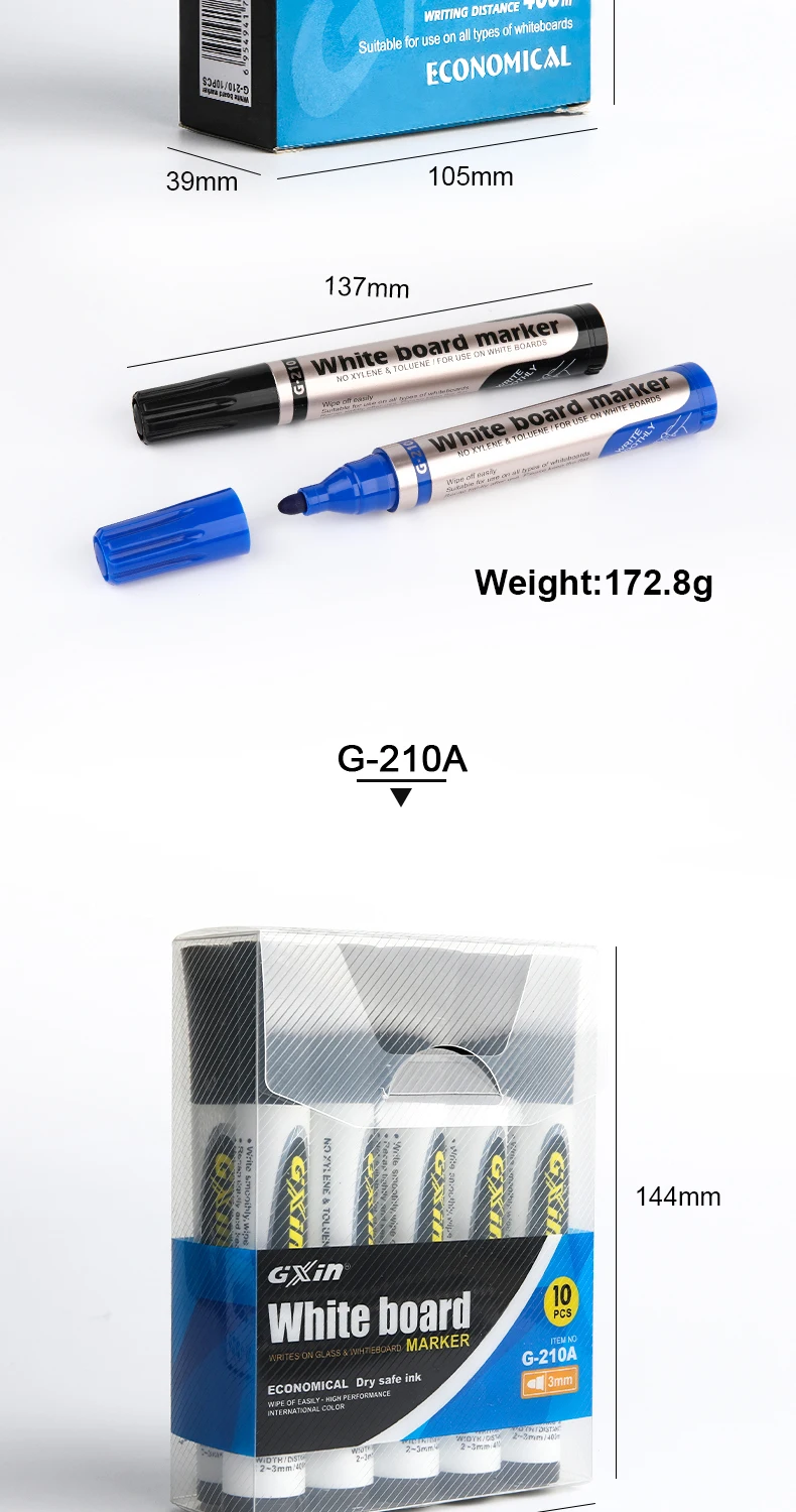 Gxin G-210 Non Toxic White Board Marker Pen Custom Repeated Filling Dry ...