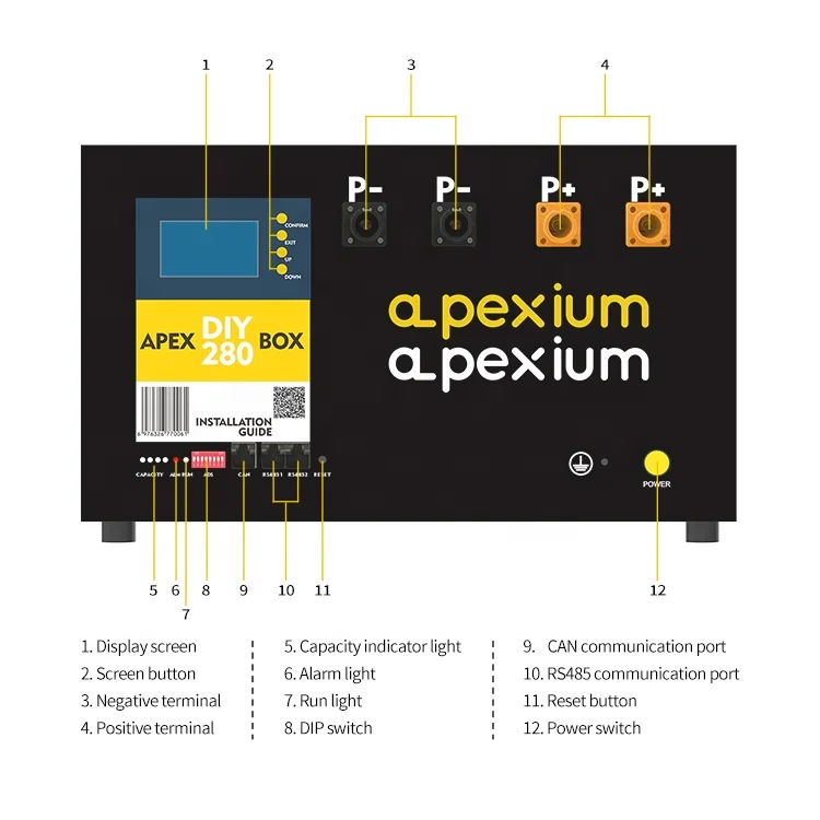 Apexium 24V 48V 280AH Lifepo4 Battery Box - 15kwh DIY Case