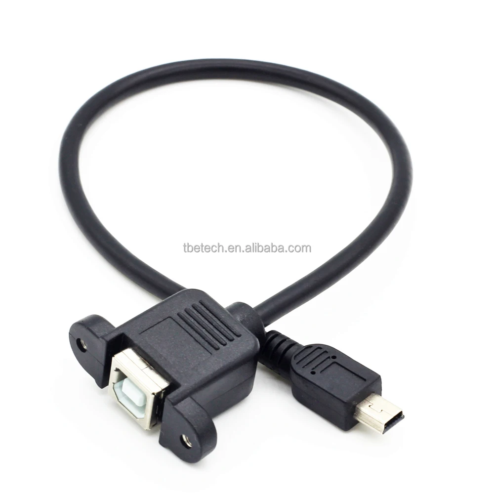 Mini USB to USB B Female Panel Mount Cable Mini B Male to Type B Female ...