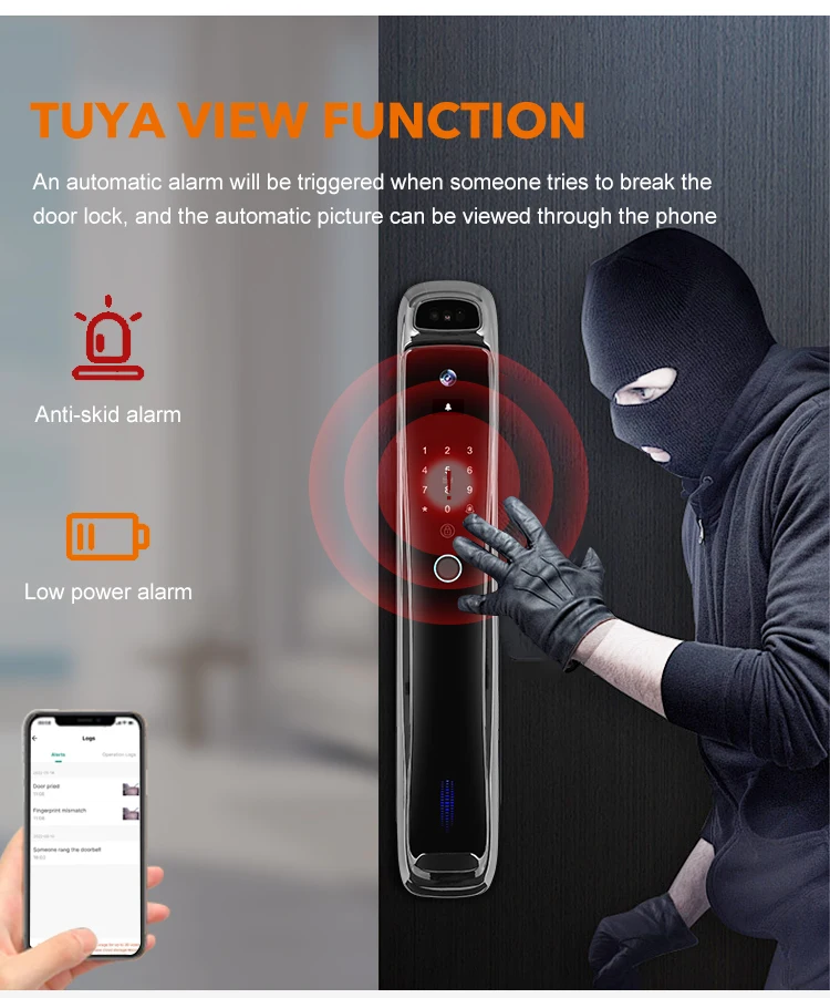 3d Face Recognition Smart Door Lock With Camera Tuya Wifi Biometric Fingerprint Security Fully ...