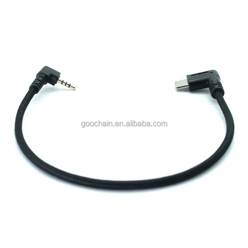 Customized 90 Degree Type C Bend to DC2.5 TRRS Elbow Black Braid Jacket ...