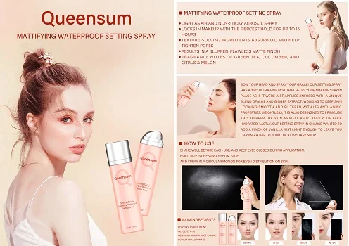 Setting Spray Waterproof Long Lasting Pink Fixing Spray Oil Control ...