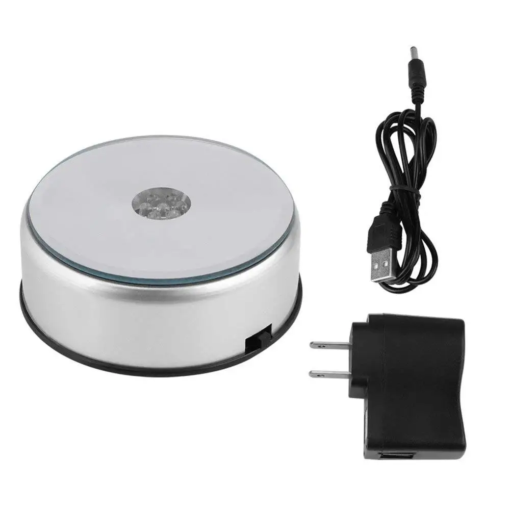 Retail & Services 360° LED Rotating Rotary Top Glass Display Stand ...