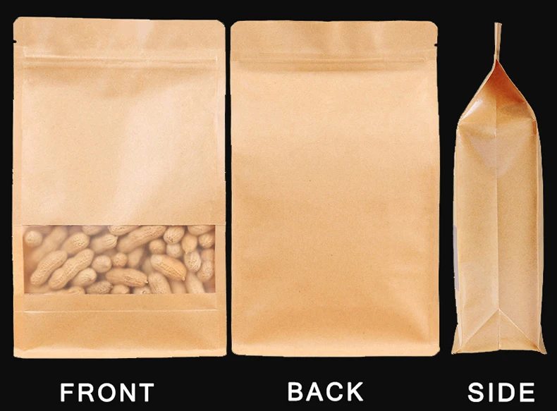 Transparent Kraft Paper Self-sealing Bag With Window Self-supporting ...
