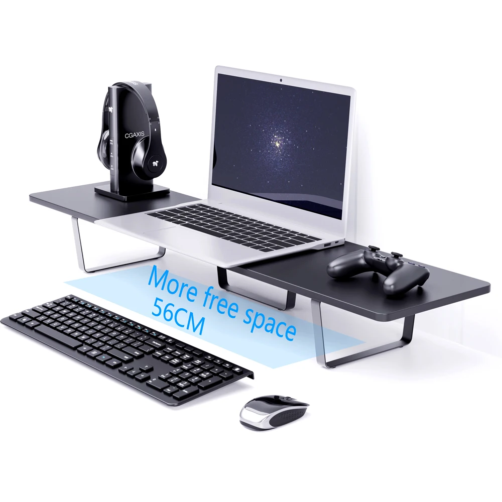 Office Ergonomics Lengthened Double-screen Wooden Computer Monitor ...