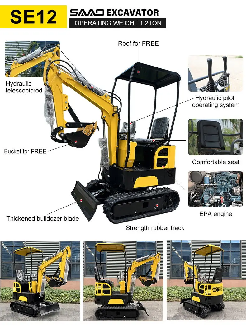 SAAO Mini Excavators with Kubota Engine - CE/EPA/EURO 5 Compact Digger ...