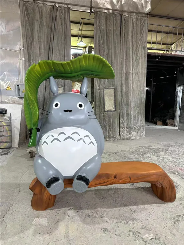 Cute Cartoon Character Fiberglass Totoro Sculpture Resin Sitting Totoro ...