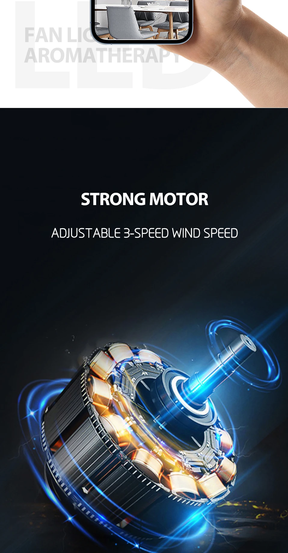 LED Ceiling Light with 3 Speed Fan - Dimmable & Versatile