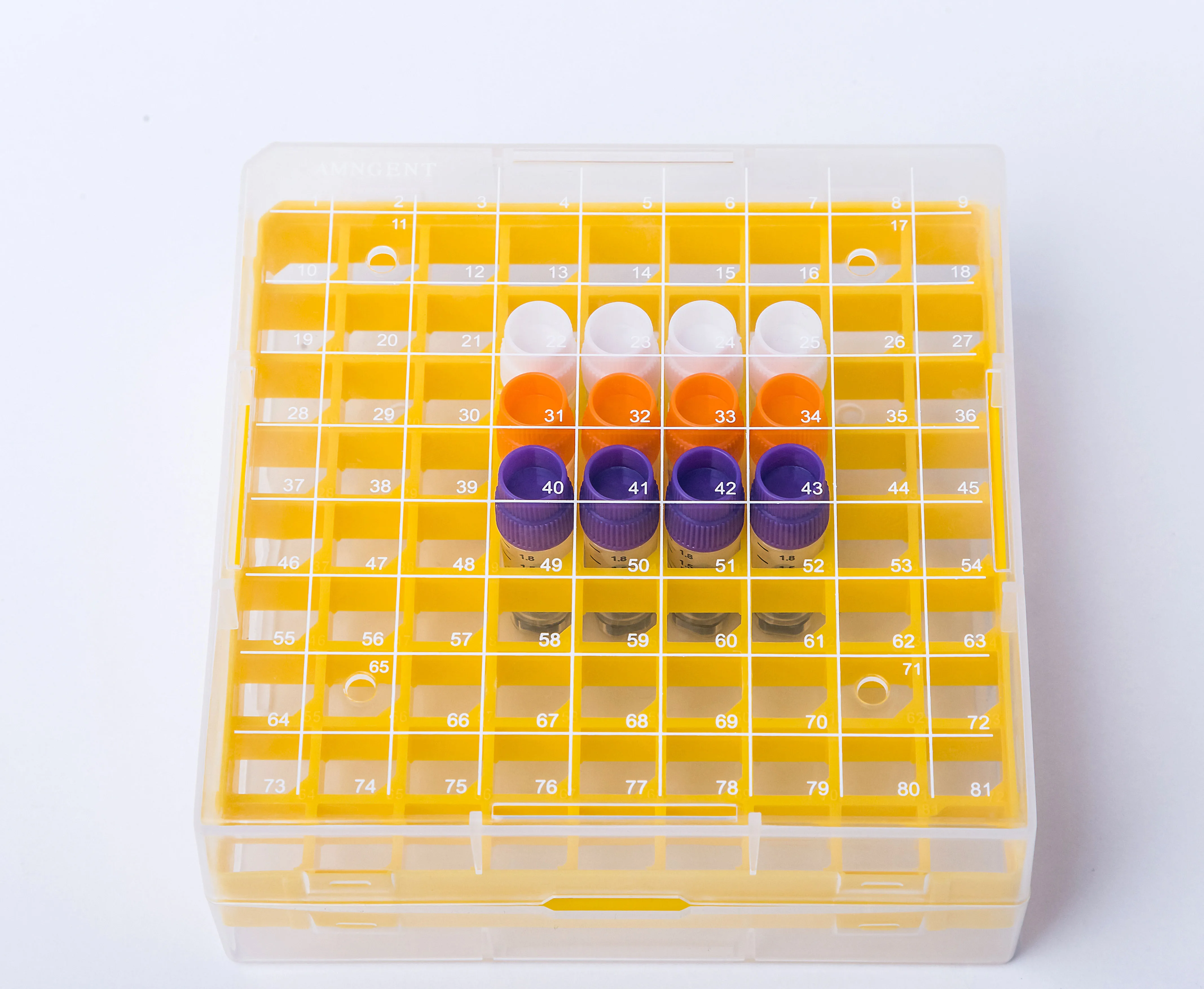 AMNGENT Polypropylene Lab Tube 100 Well 81 Well Cryo Boxes for Biobank