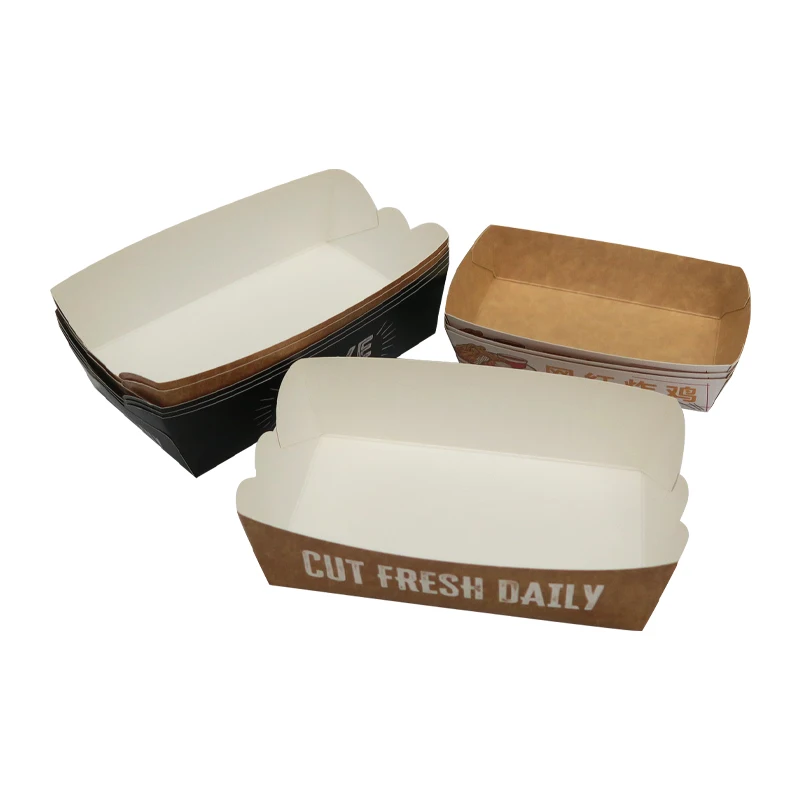 Disposable Take Out Fried Chicken Boxes Kraft Paper Boat Fast Food Tray ...
