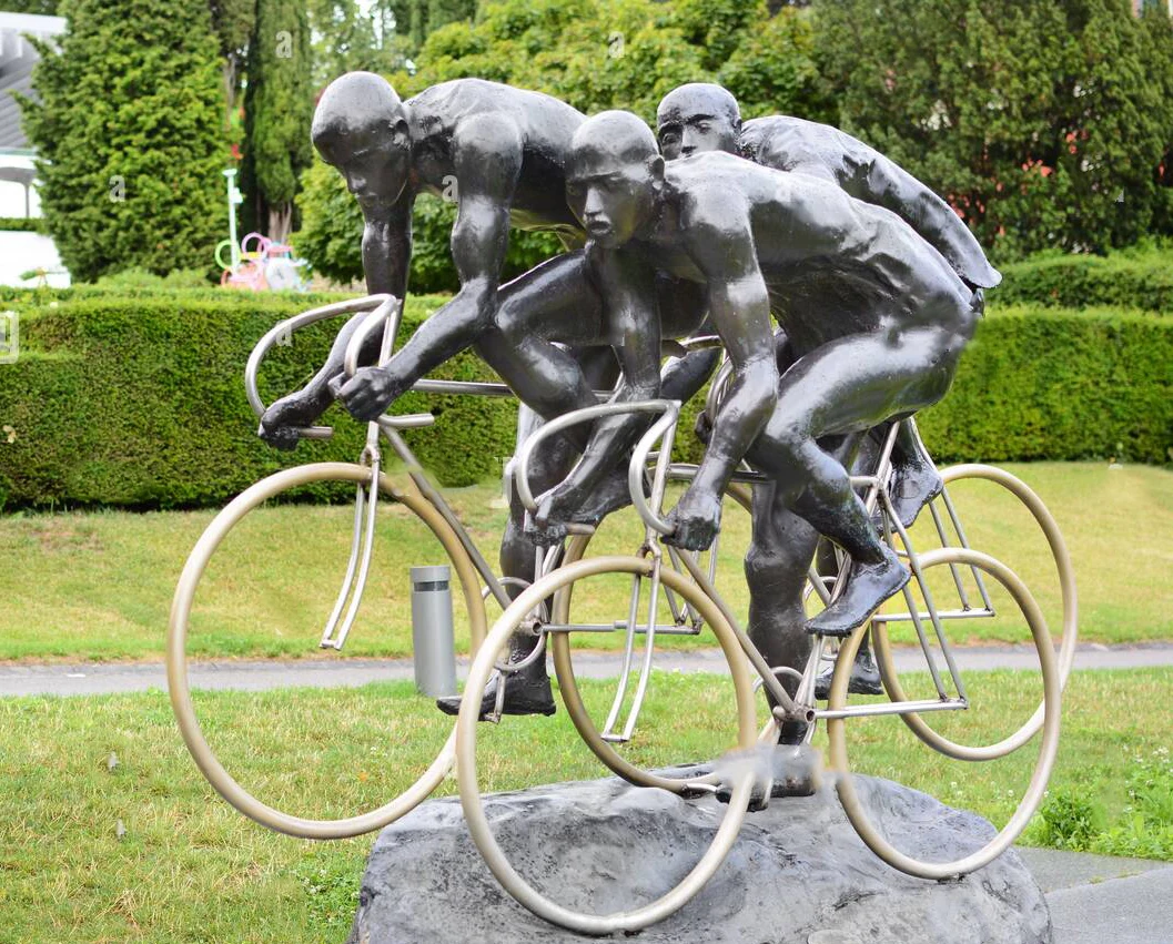 Outdoor Garden Landscape Casting Life Size Bronze Bike Sculpture Statue ...