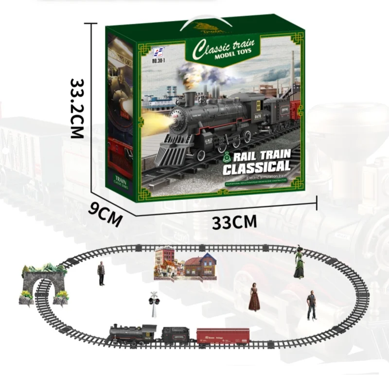 Classic Railway Freight Train Water Steam Locomotive Set With Smoke ...