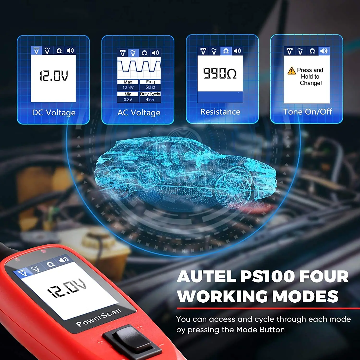 Autel Powerscan PS100 - Reliable Car Circuit Voltage Tester