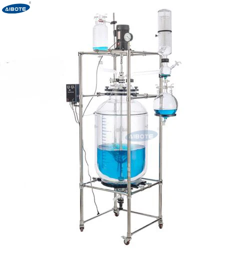 1-200L lab heating chemical stainless steel jacketed glass reactor with ...