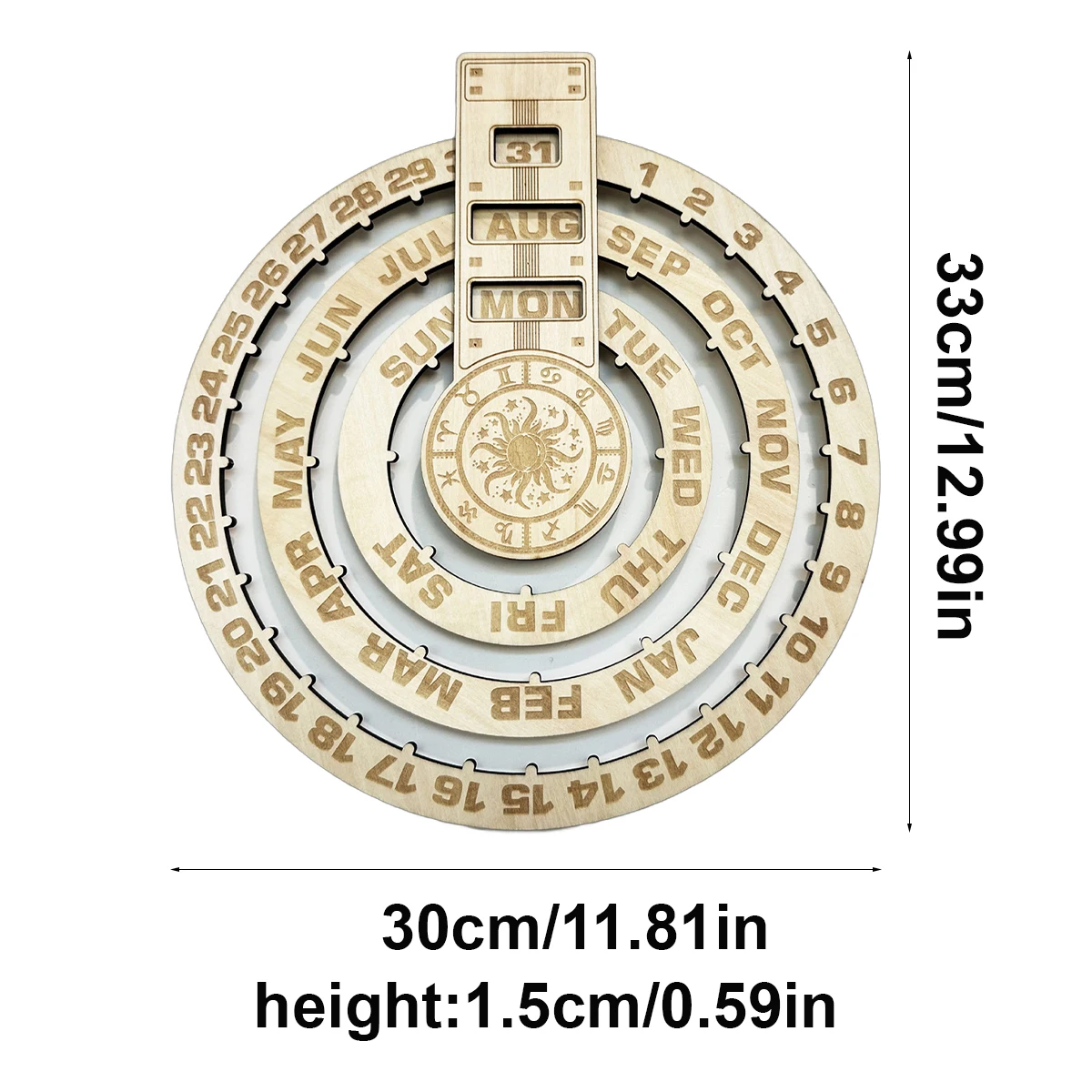 Wooden Carved Perpetual Calendar - Decorative Wall Item