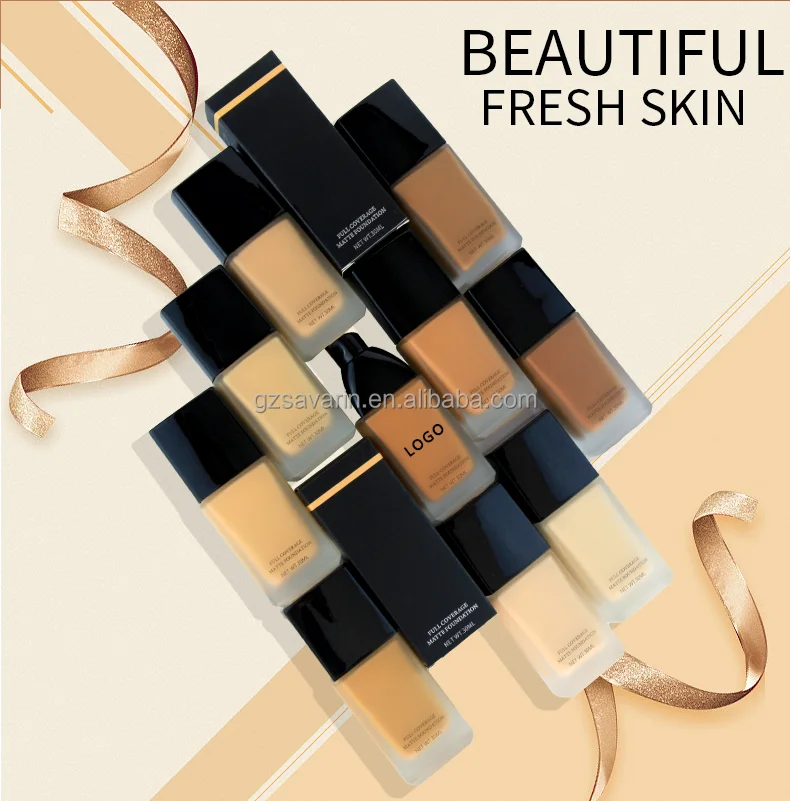 Private Label logo Waterproof Matte Vegan Full Coverage Foundation ...