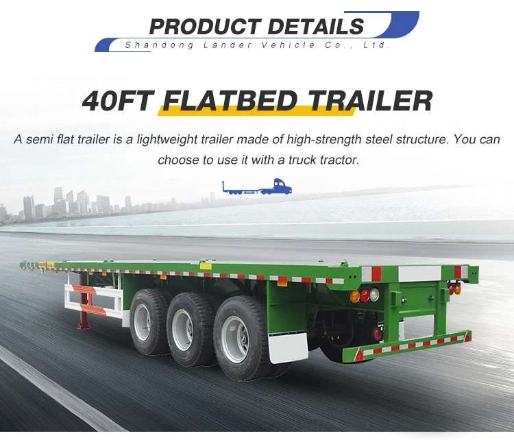 China Brand Shipping Container Transport Tri Axle Flatbed Semi Trailer ...