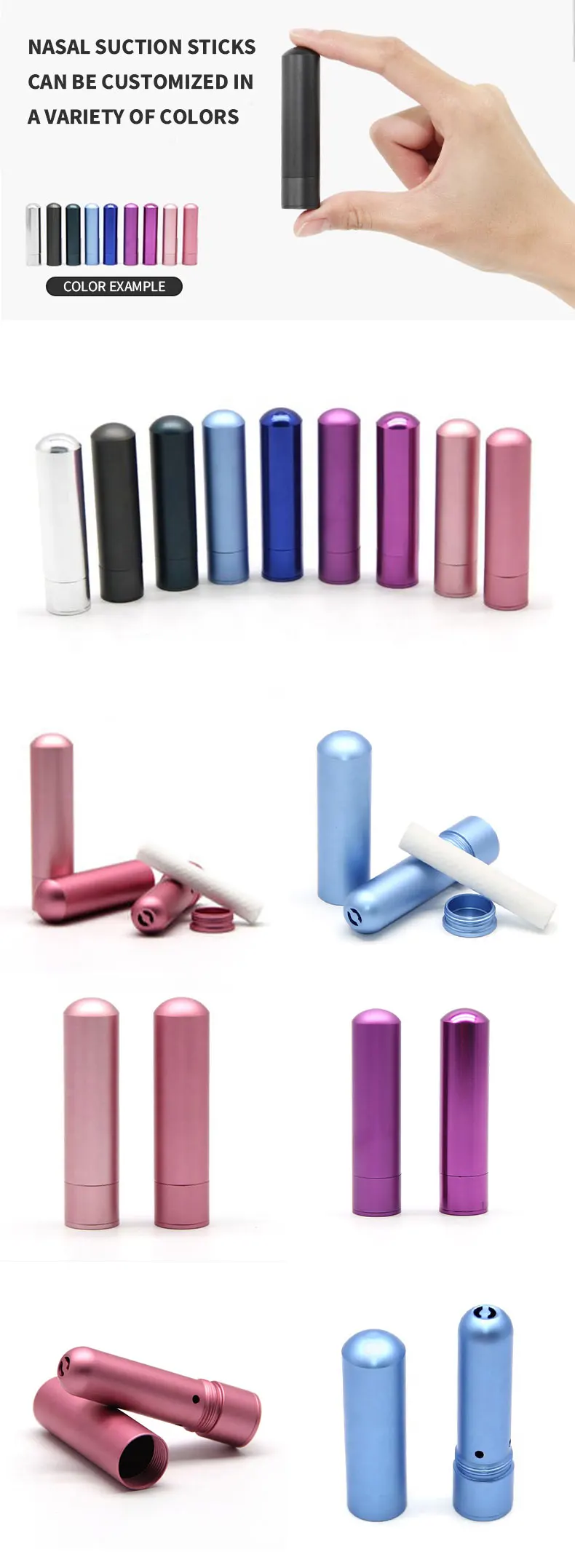 Stylish Aluminum Packaging Nasal Inhaler Essential Oil Bottle