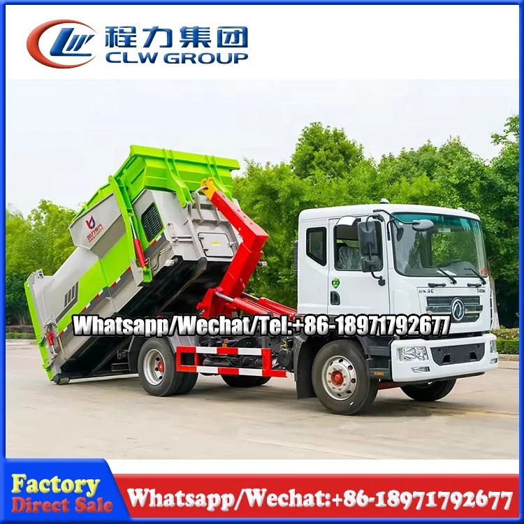 China Dongfeng 4x2 Hook Lift Garbage Truck Container Bin Rear Loader ...