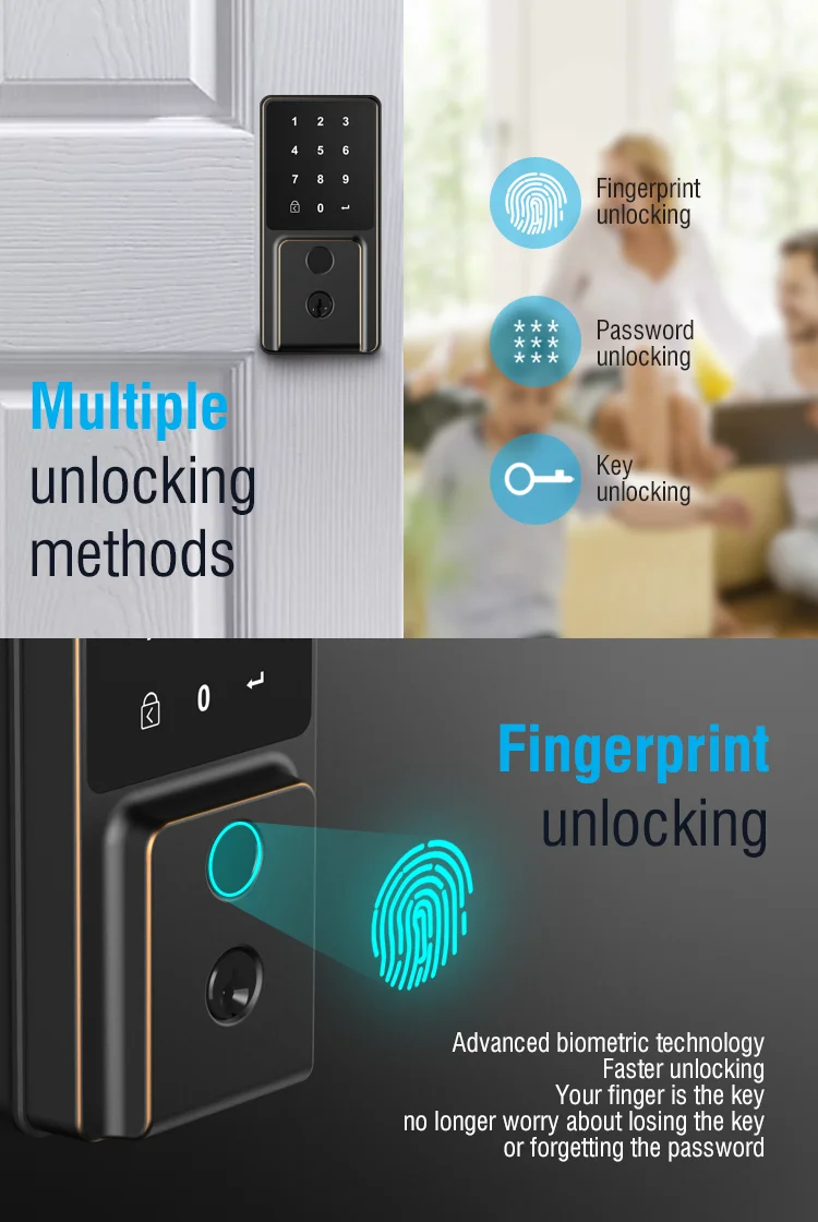 Te'an Smart Electric Lock Smart Fingerprint Password Deadbolt Stainless ...