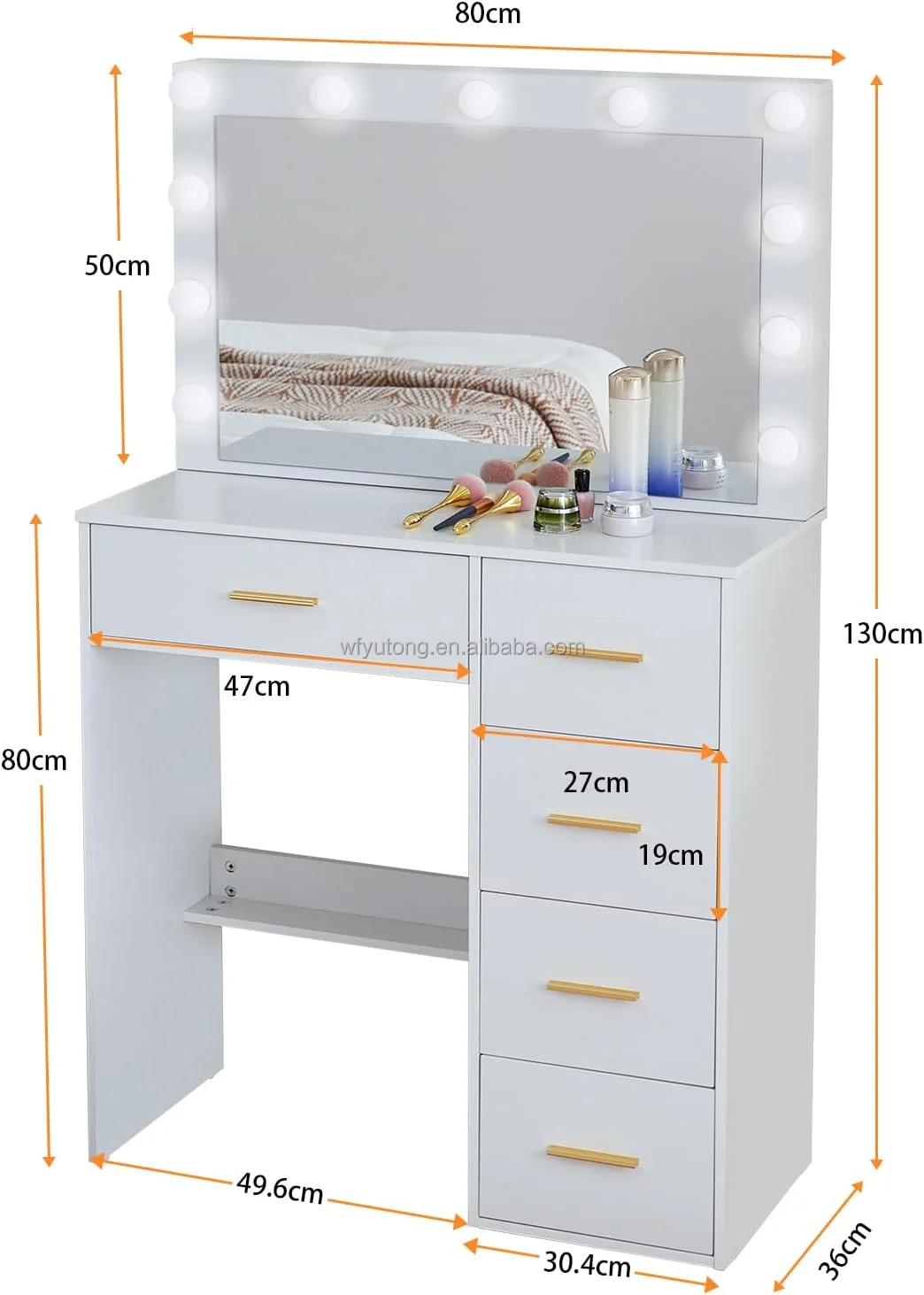 Modern White Dressing Table with Cushioned Stool Vanity Table with 2 ...