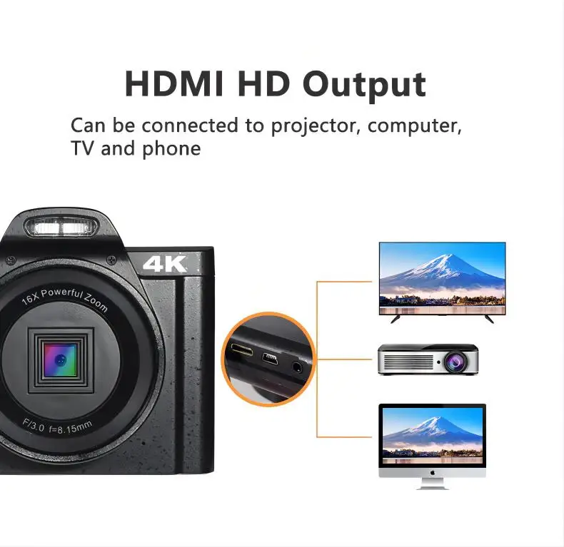 New Popular Touch Screen CMOS Sensor 16X Zoom Vlog 5K HD Photo Video ...