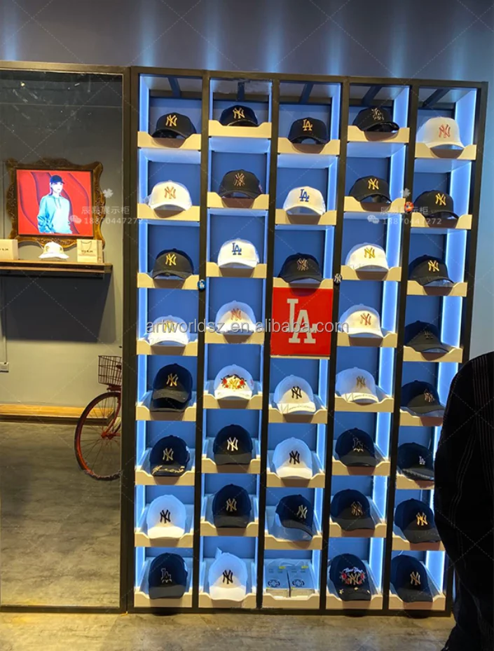Custom Wood with Metal Frame Display for Hats New Design Wall Standing ...