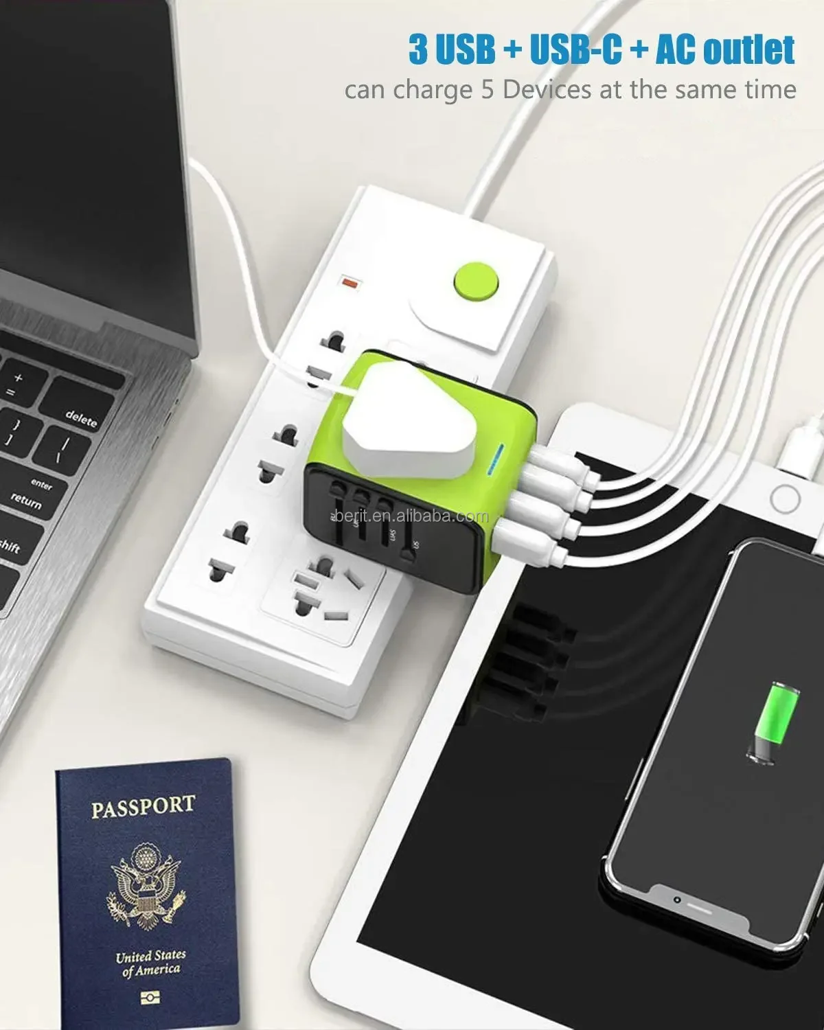 Universal Travel Adapter with USB - Worldwide AC Outlet