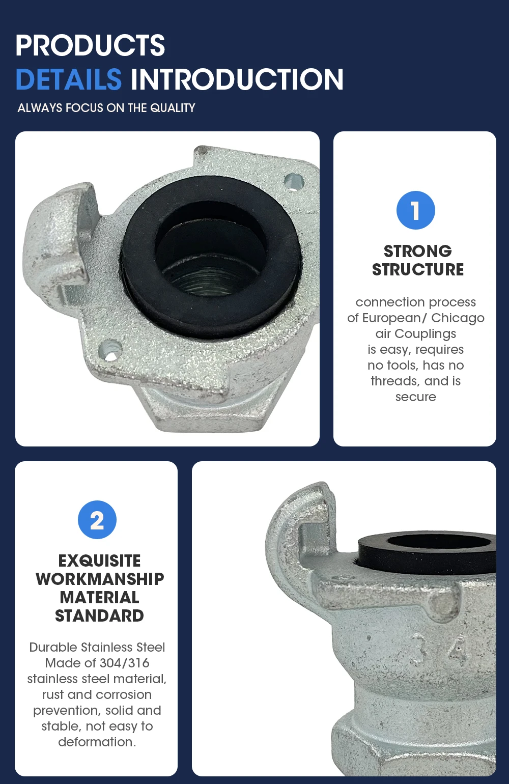 Carbon Steel Quick Release Air Hose Coupling - US Chicago Type