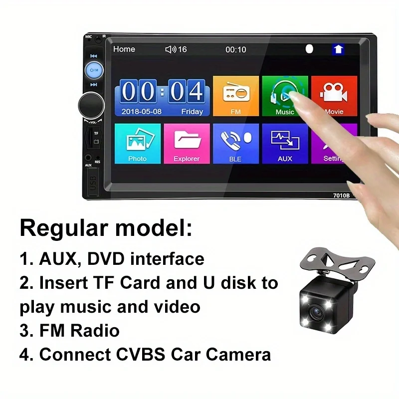 7 Inch Stereo Aux Radio with MP5 Multimedia Player & Android Auto