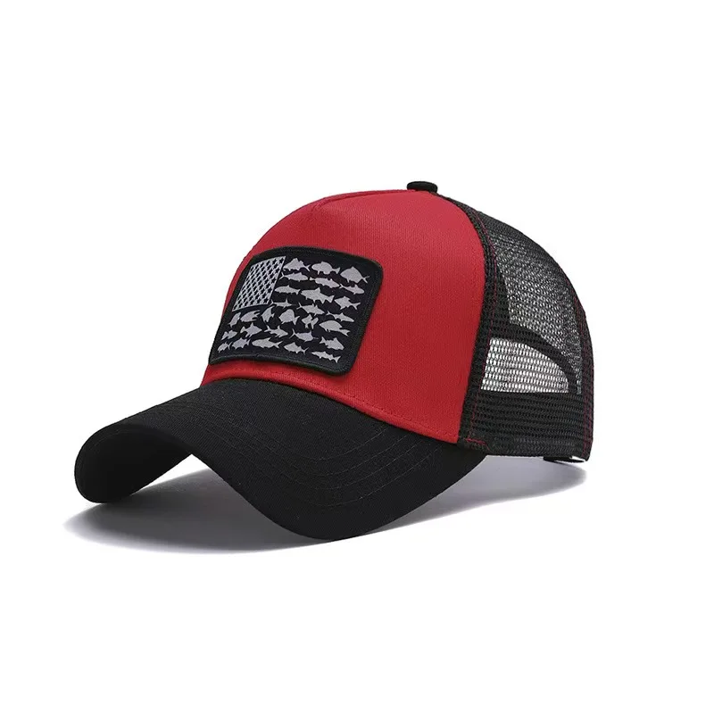 FF960 Unisex Adjustable USA Flag Sports Cap Embroidered Mesh Trucker ...