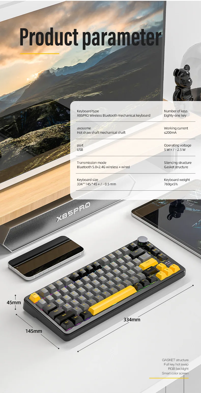 Attack Shark X85 PRO RGB Wireless Mechanical Keyboard - Customized OEM