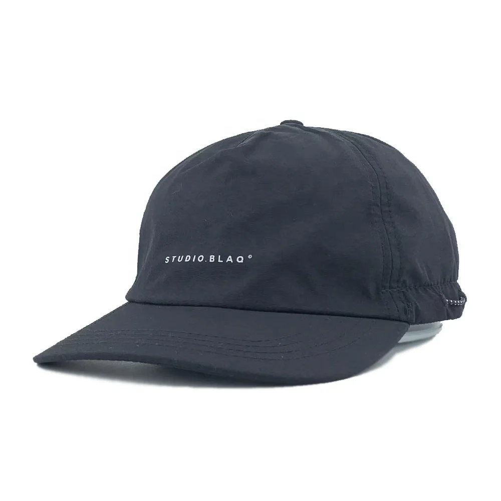 Black Men Nylon Hat Rope Screen Printing Custom Unstructured Waterproof ...