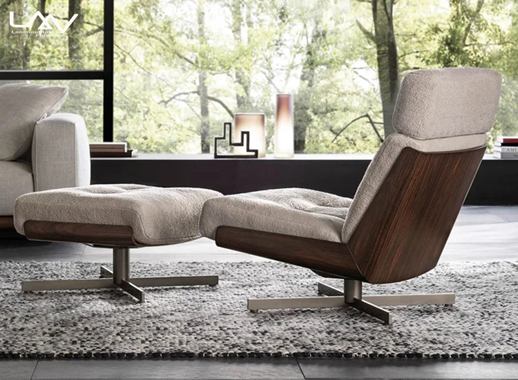 Luxury Living Room Fabric Wood Frame Metal Leg Lounge Chair