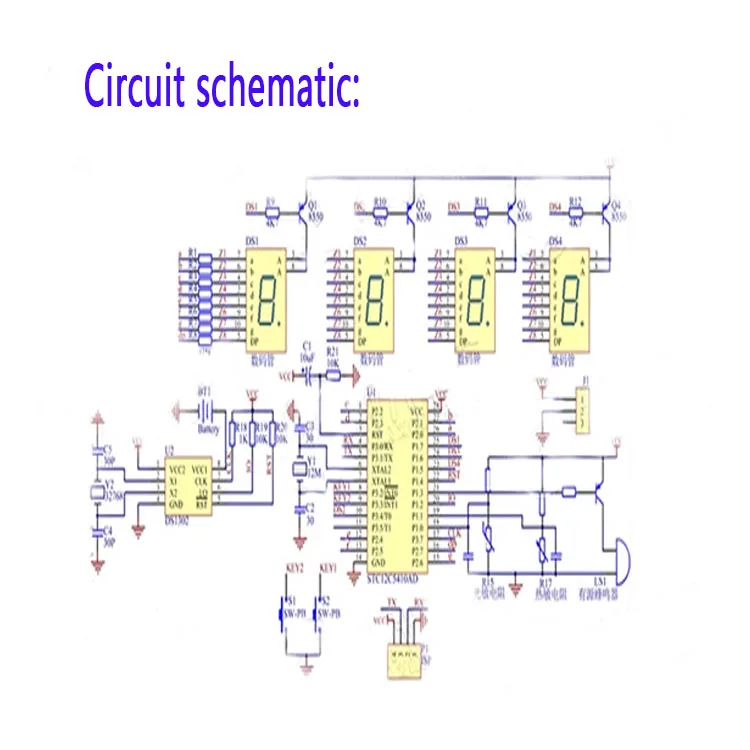 Digital Clock Kit Light Control Alarm Whole Time Chime Microcontroller ...