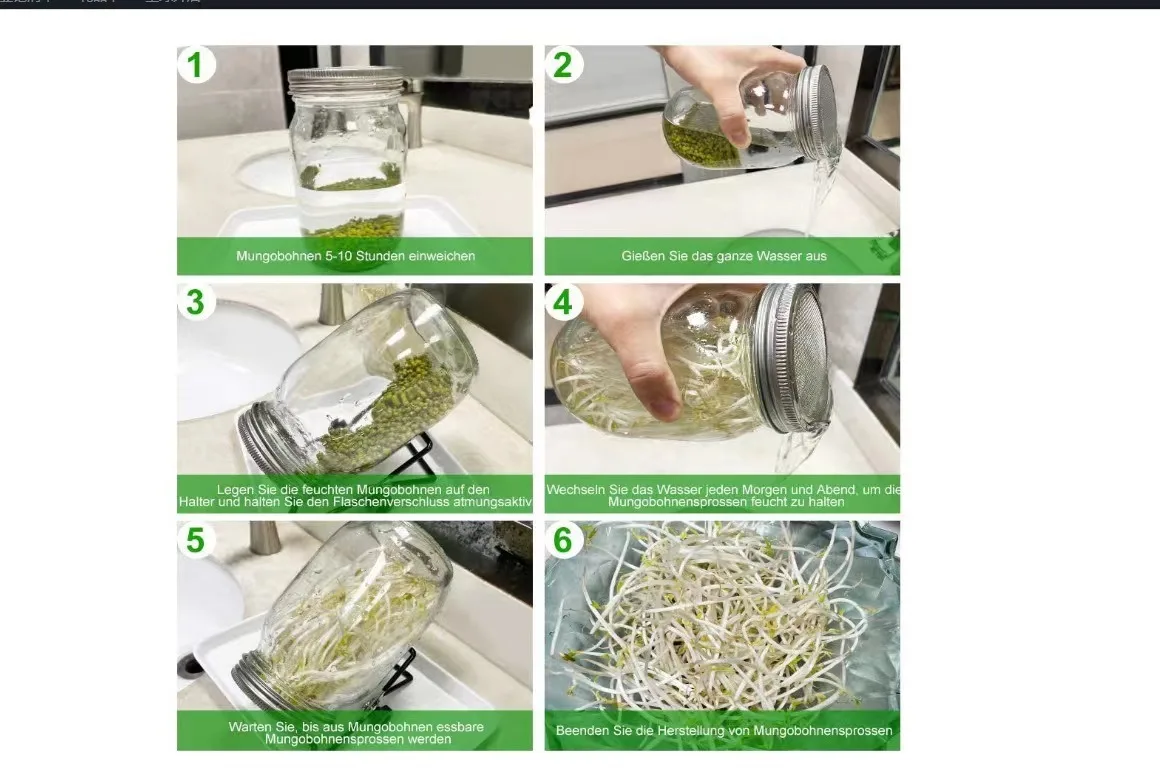 Seed Sprouting Jar Kit Bean Sprouts Growing Kit Microgreens Growing Jar ...