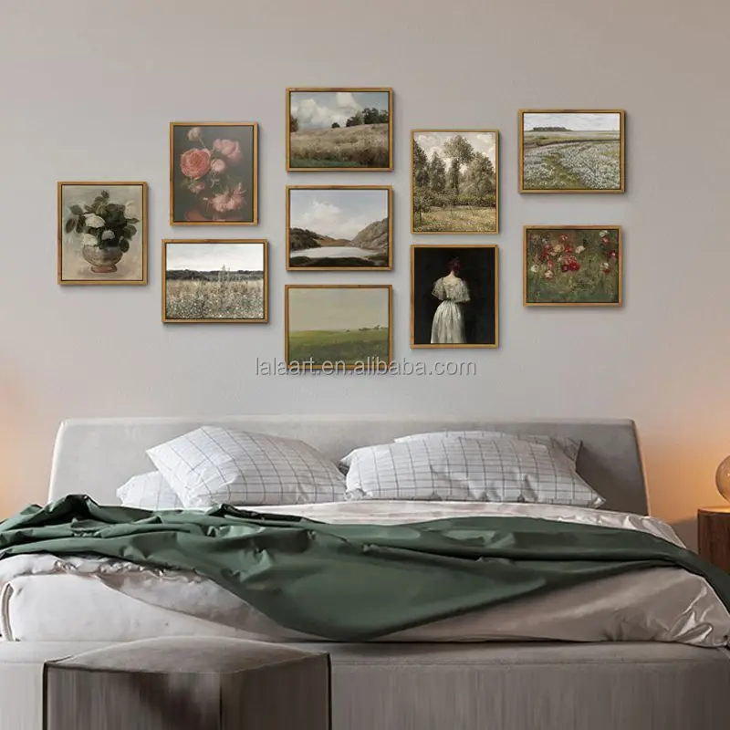 Vintage Gallery Set Wildflower Field Landscape Painting