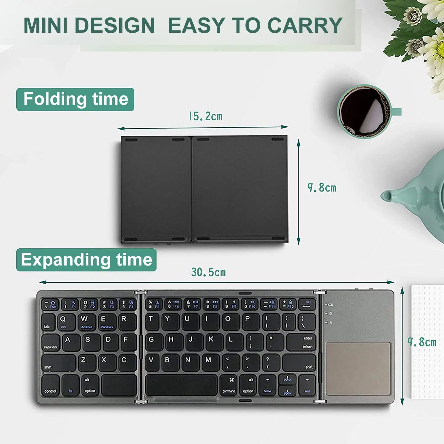 Mini Folding Bluetooth Keyboard Bluetooth Foldable Mini Keyboard For Pc ...